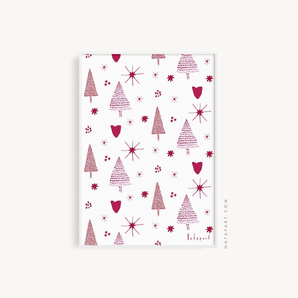 PINK CHRISTMAS TREE PRINTABLE ART - natapart.com
