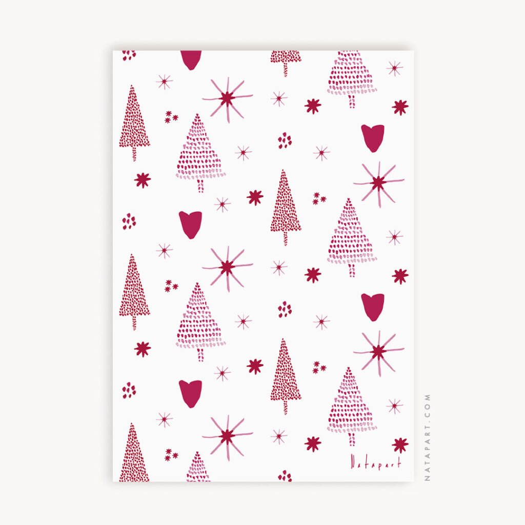PINK CHRISTMAS TREE PRINTABLE ART - natapart.com